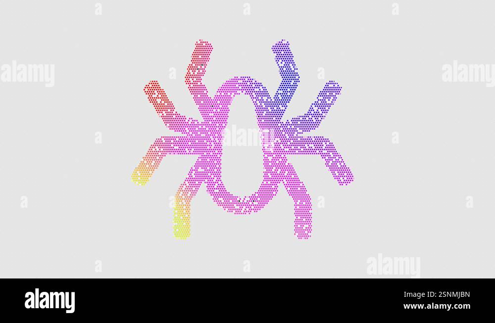 Icon spider is made up of LED square shapes that shimmer and flicker ...