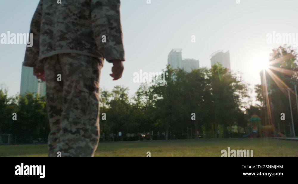 Adorable boy and girl kid enjoy play and run in playground city park ...