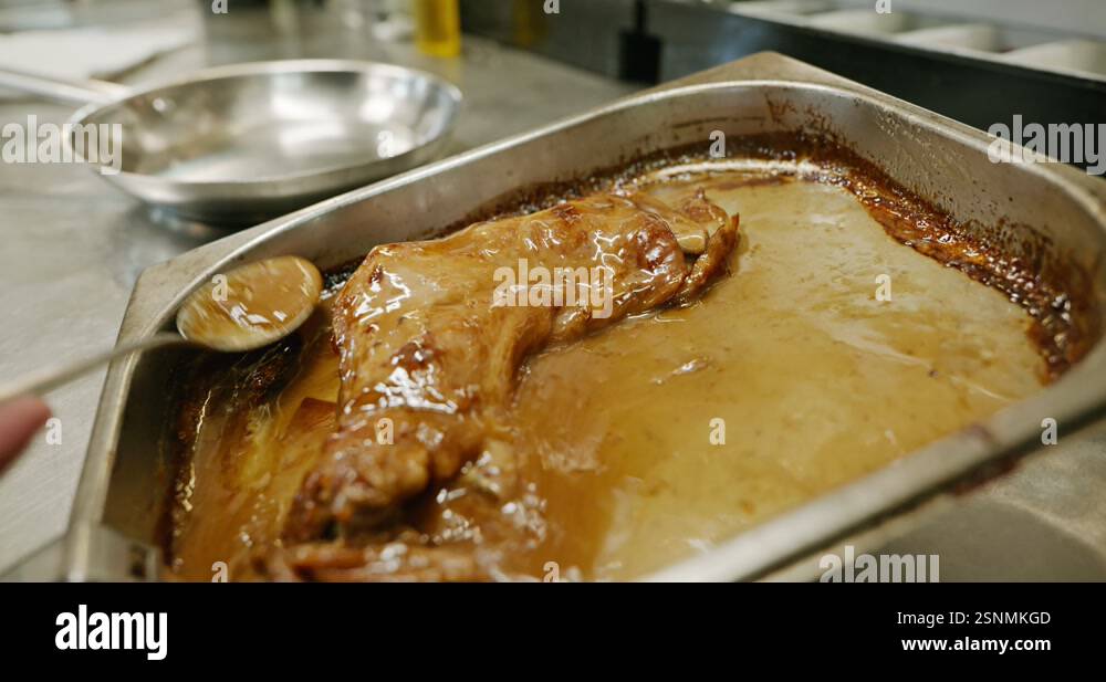 Process of Preparation of Meat Dishes by Chef Cook at Restaurant ...
