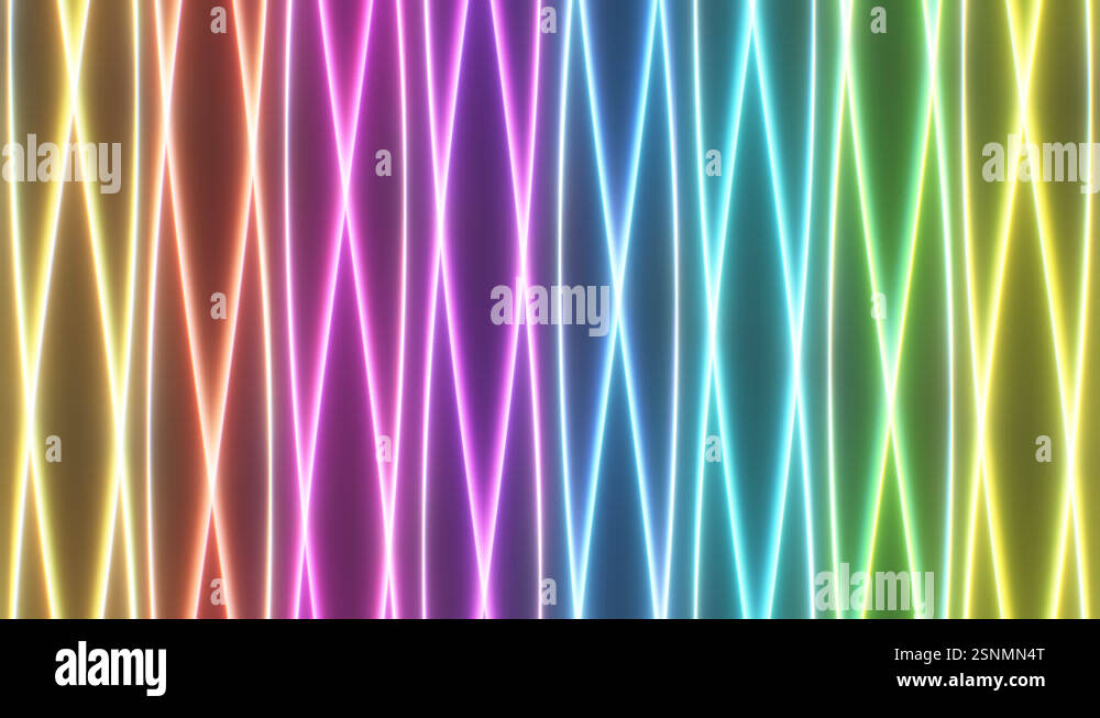 Abstract Turning Bright Neon Glowing Rainbow Twisty Prisms Rotating ...