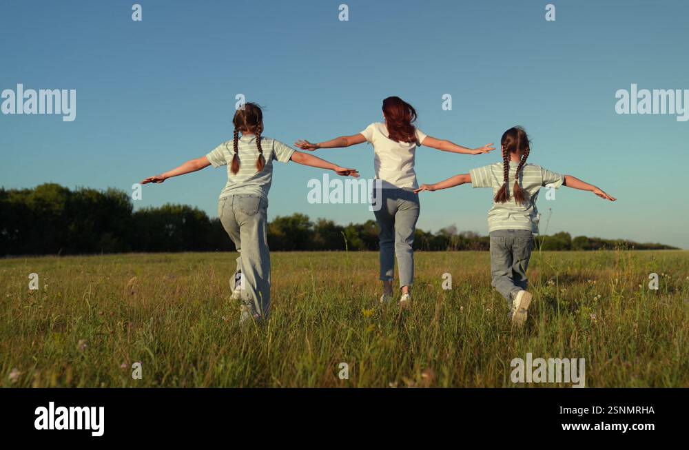 mother with child running game, happy family,, family fun run, children ...