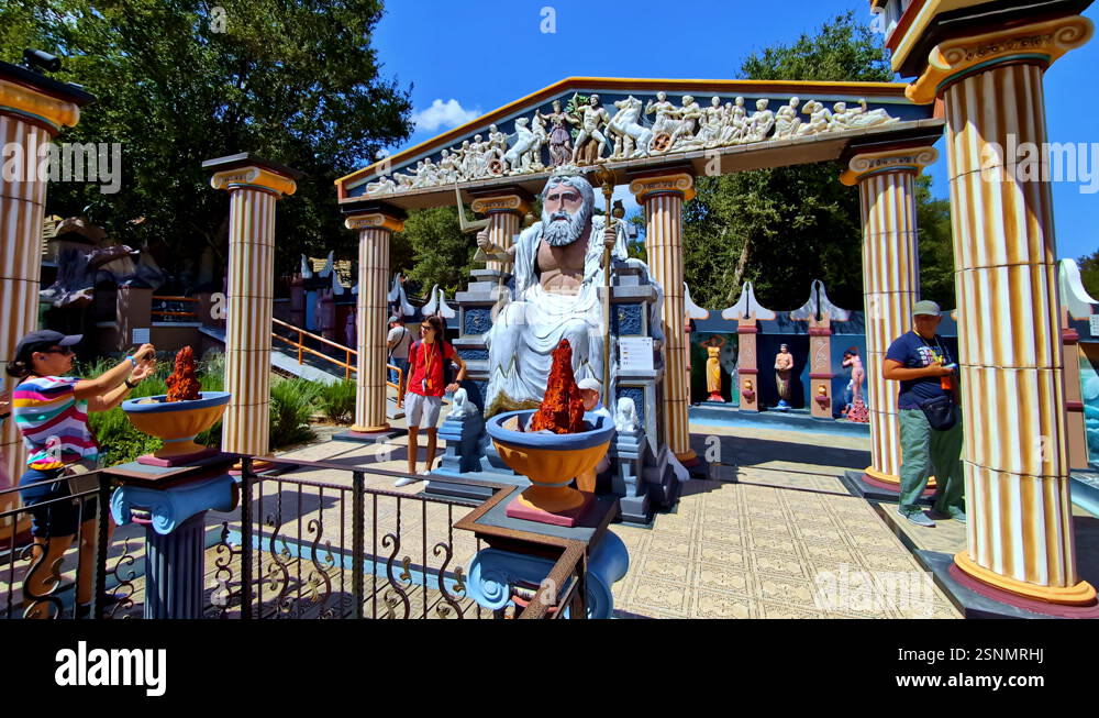 Profile view of tourists and visitors at GREEK MYTHOLOGY thematic park ...