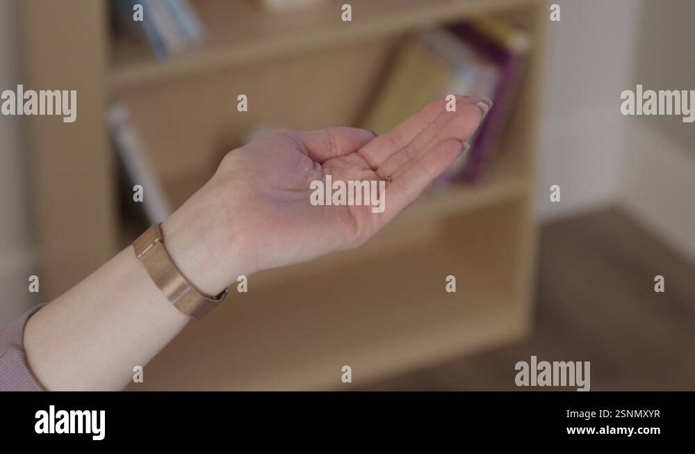 Hands Catch Dripping Water Drops Under Leaky Roof Inside Home. Rain ...