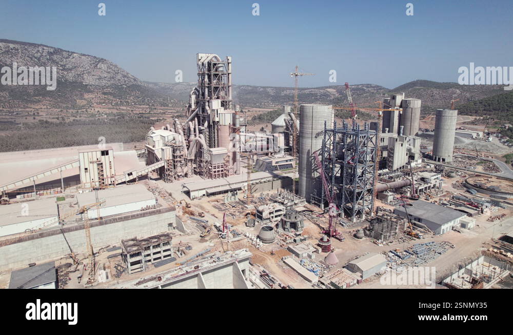 Cement producing plant under construction Stock Video Footage - Alamy