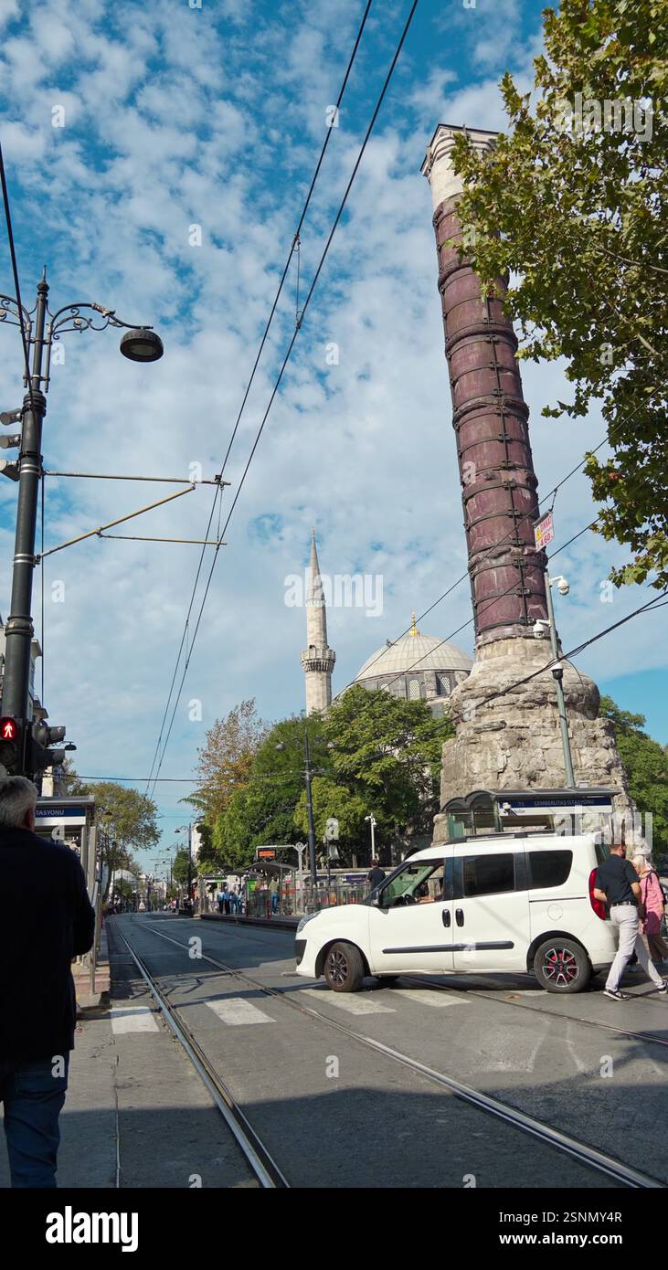city street of Istanbul, Turkey, urban life, road traffic and random ...