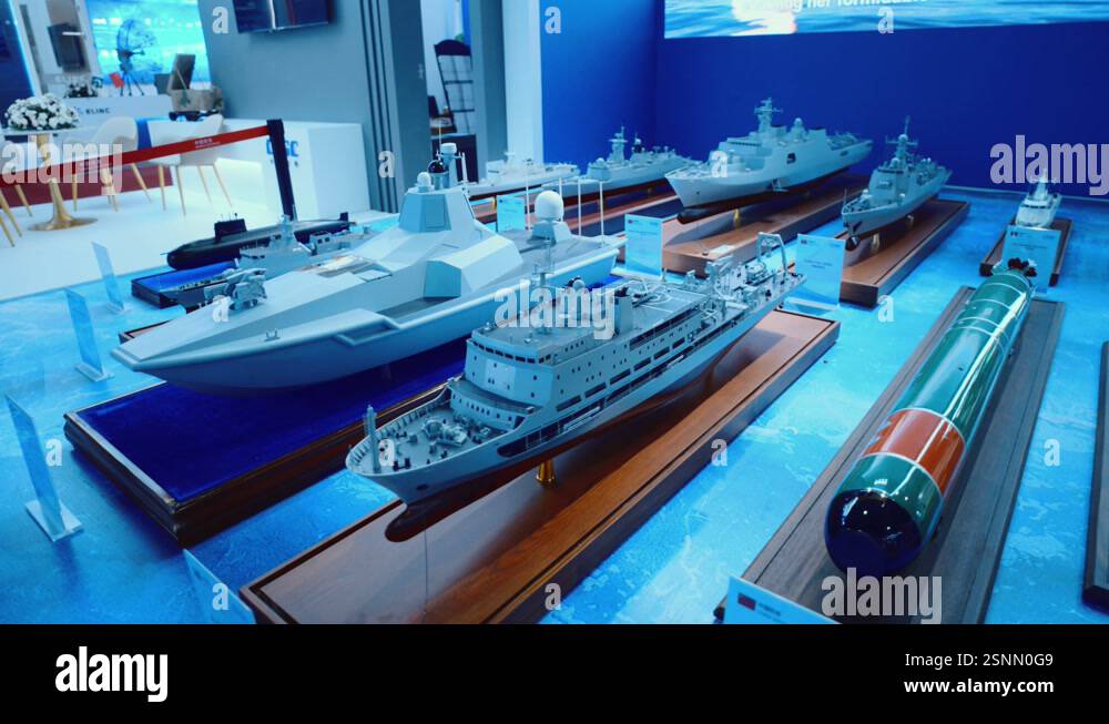 Display of naval ships at IDEAS Expo in Karachi, Pakistan Stock Video ...