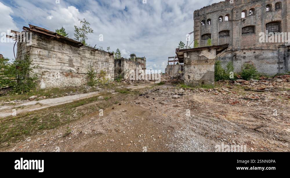 panorama of concrete structures of abandoned ruined building Stock ...