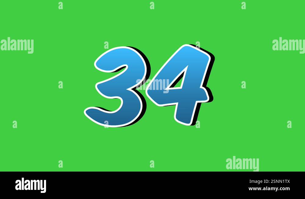 Number 34 thirty four symbol sign animation motion graphics cartoon ...
