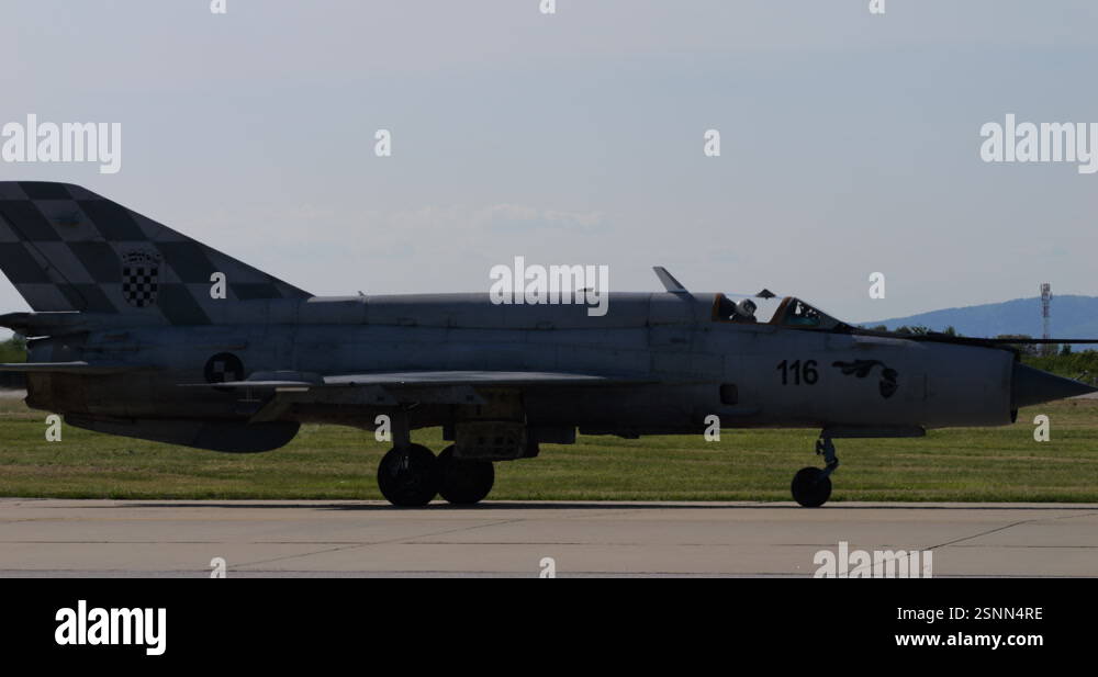 Soviet Cold War Fighter Jet Parked Side View at Airfield During Daytime ...