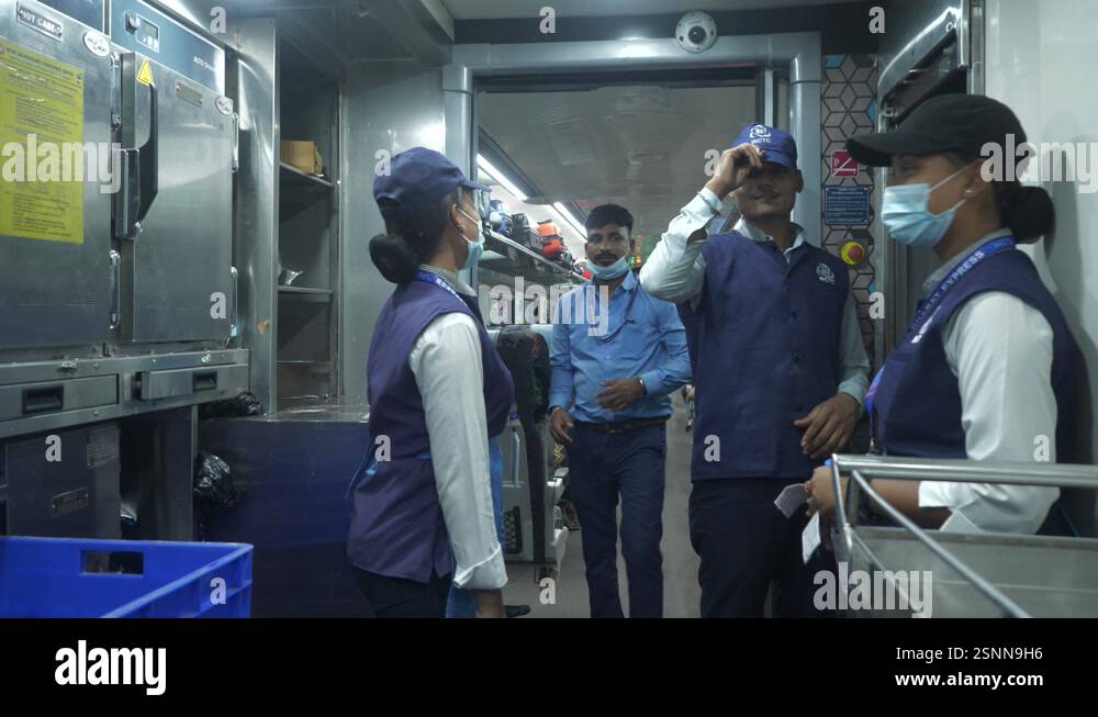 Vande Bharat superfast express train staff members in irctc uniform ...