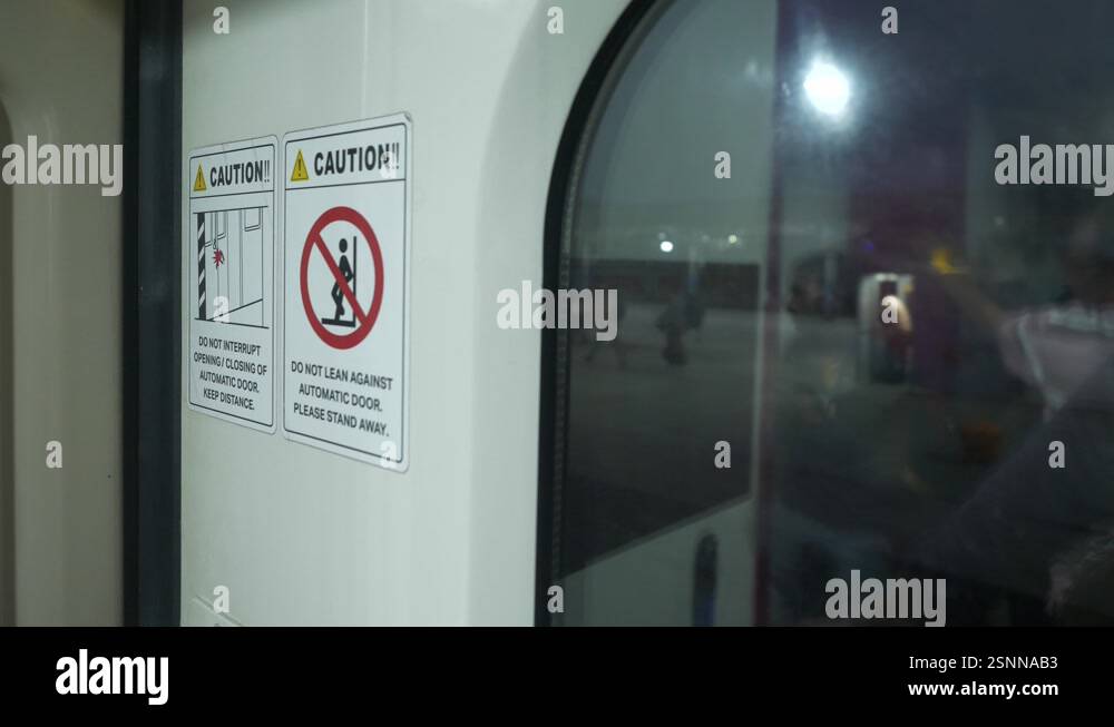 Caution graphics inside the Vande Bharat train automatic entry and exit ...