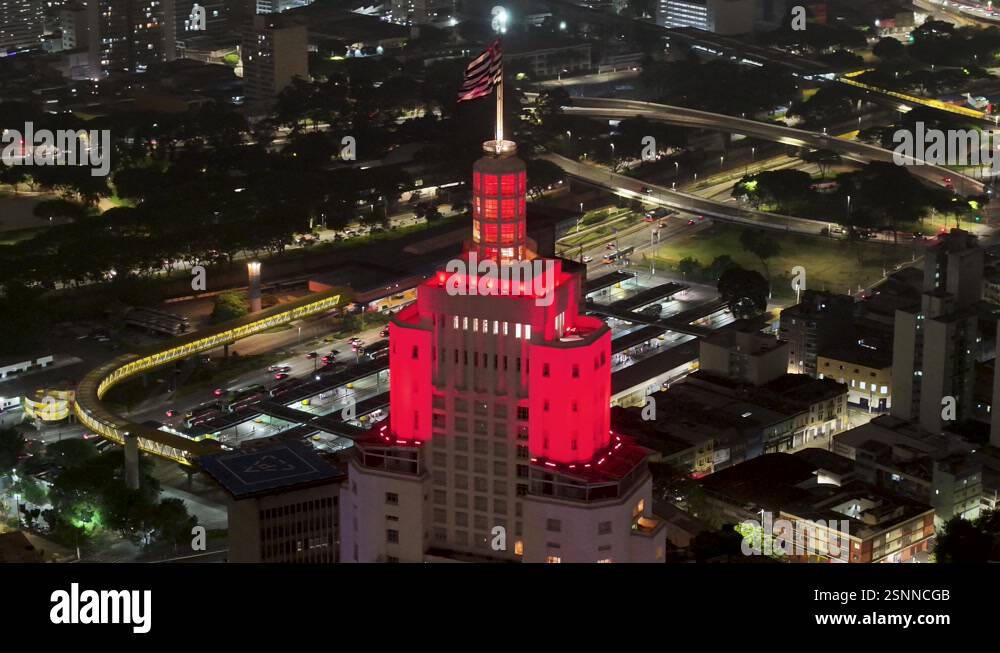 Famous Santander Lighthouse In Downtown Sao Paulo Brazil Stock Video ...