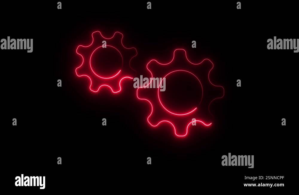 Neon gears icon animated video Stock Video Footage - Alamy