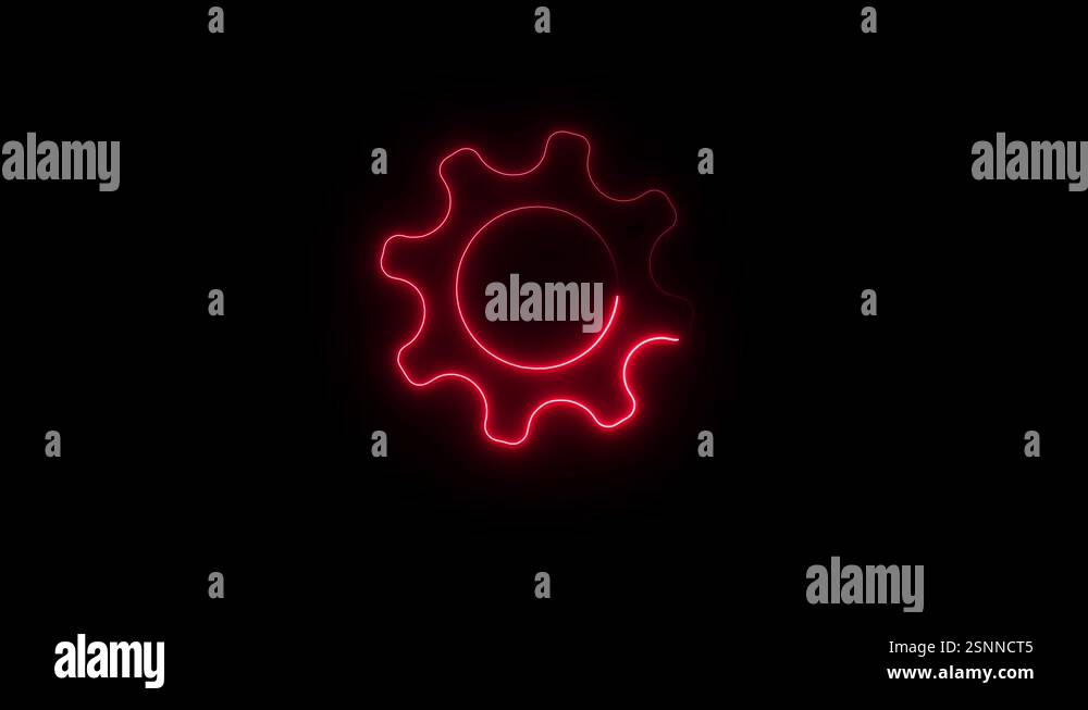 Neon settings icon animation isolated. gear setting icon, Spinning ...