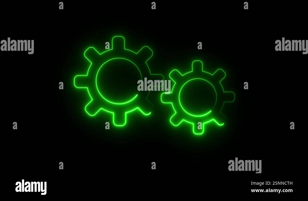 Neon gears icon animated video Stock Video Footage - Alamy