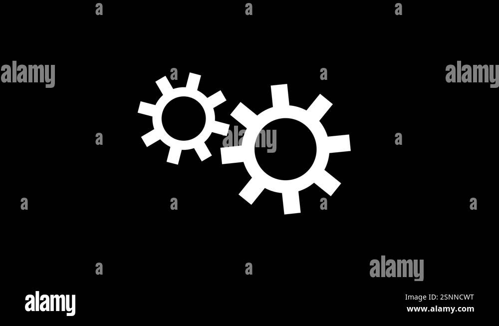 Spinning gears animation with transparent icon animated video Stock ...
