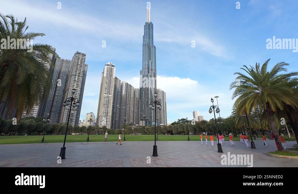 Morning view of the famous Landmark 81 building from Vinhomes Central ...