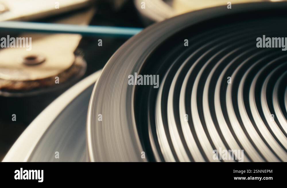 Tape audio music player, VHS studio magnetic tape, vintage retro spool ...