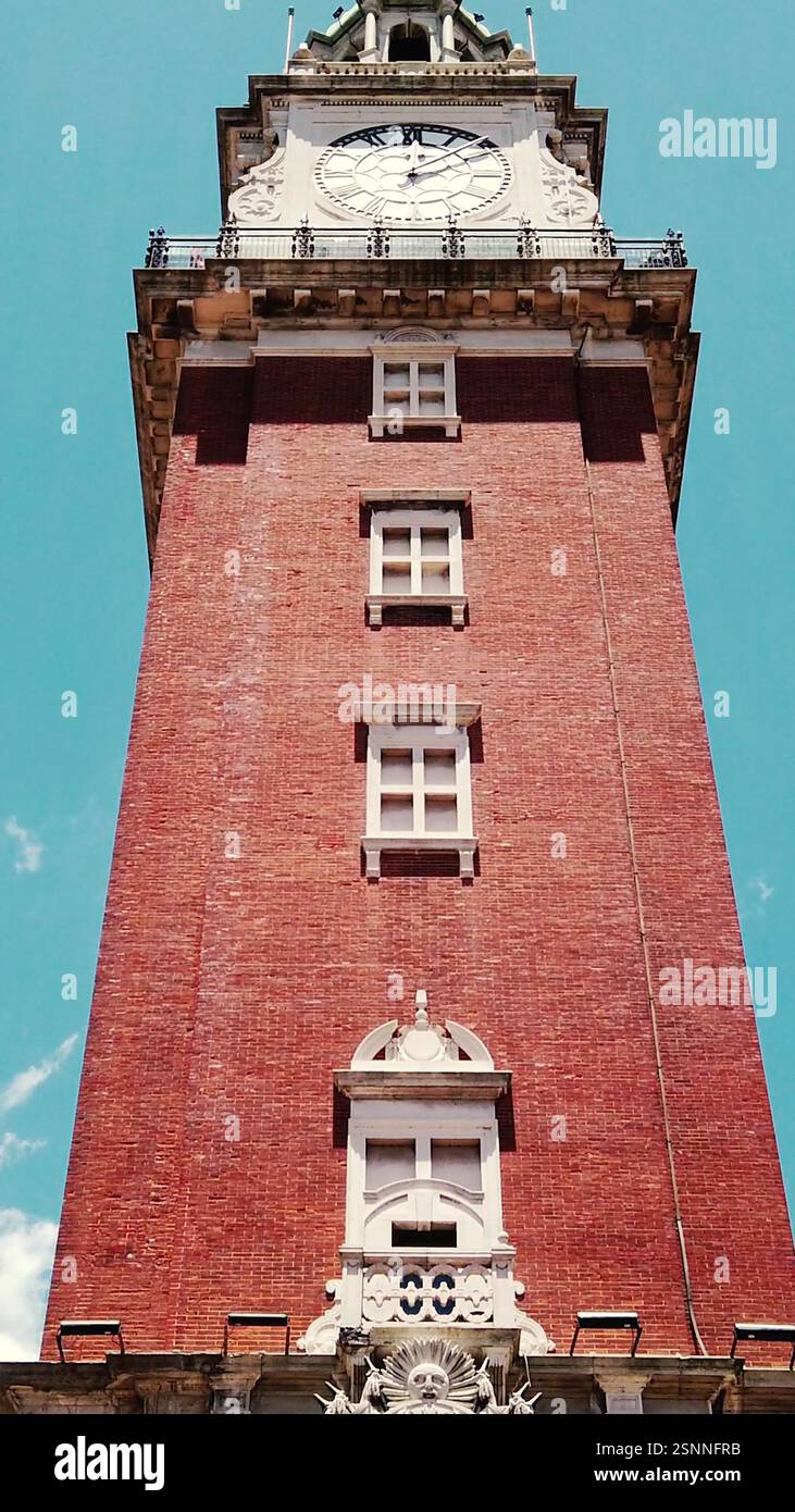 Vertical View Monumental English clock tower of Buenos Aires city ...