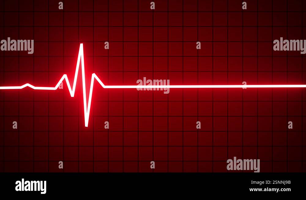Red neon ECG pulse rate line. EKG pulse Wave, cardiogram and rhythm ...