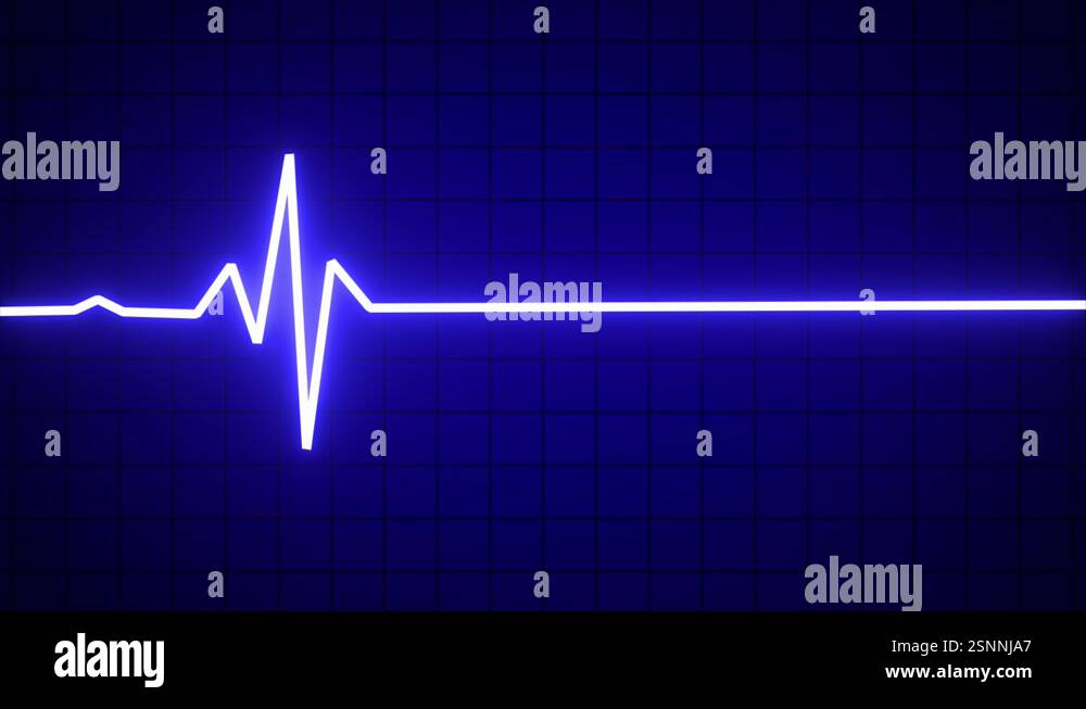 Blue neon ECG pulse rate line. EKG pulse Wave, cardiogram and rhythm ...