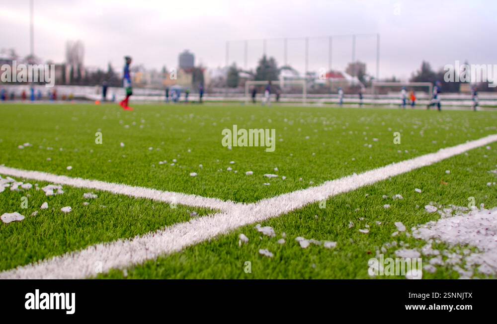 Corner of the football field zone cross lines football field featuring ...