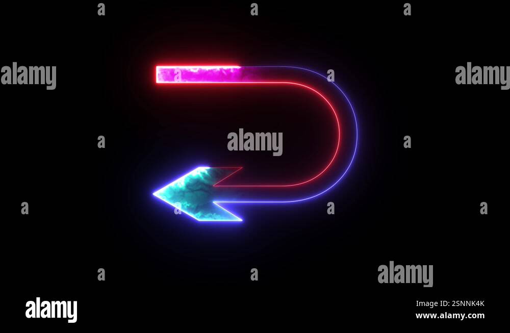 Glowing neon back turn arrow illustration sign. Page turn back arrow ...
