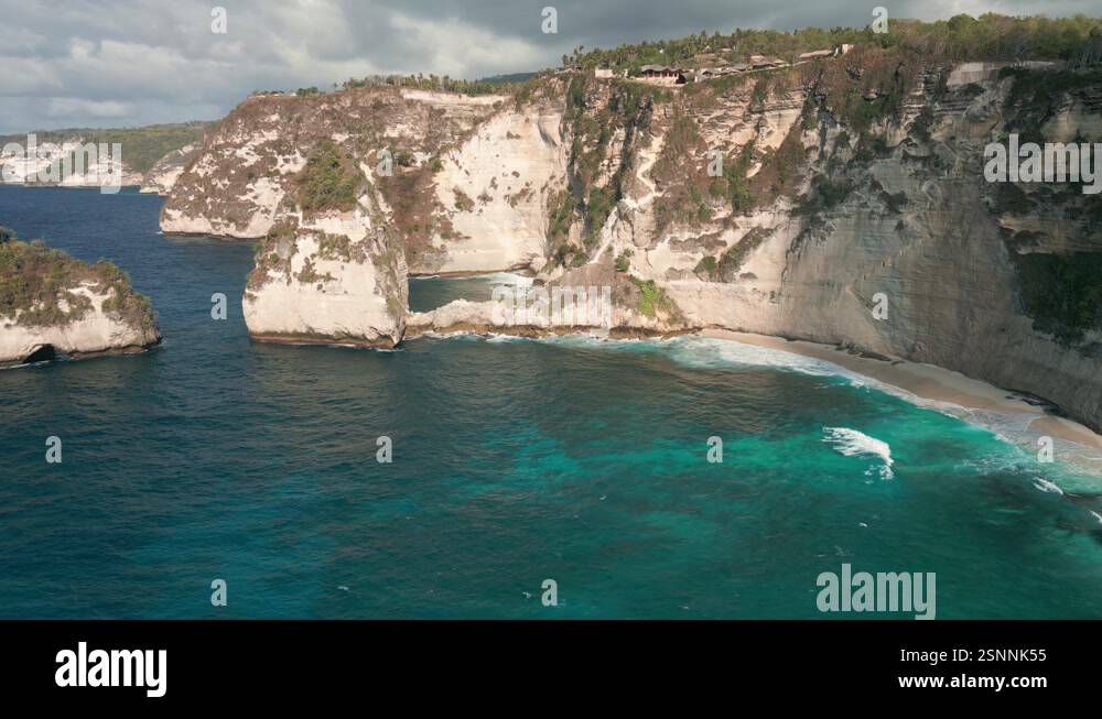 Panoramic View Of Rocky Coastal Cliff At Diamond Beach On Nusa Penida ...