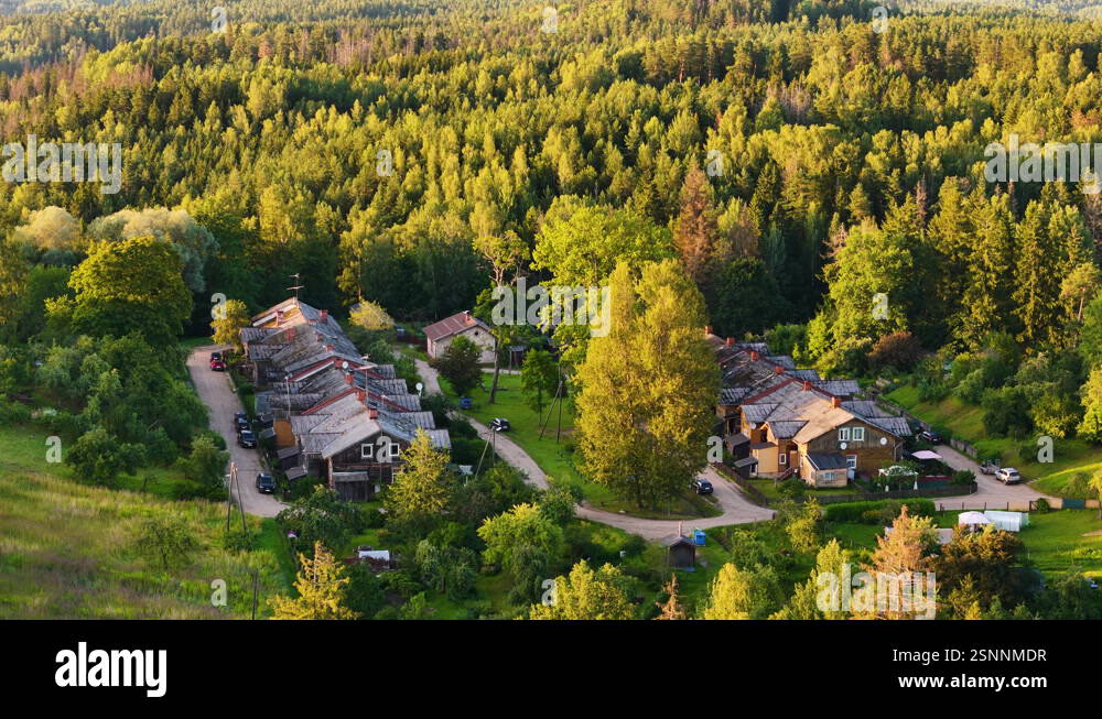 Pre-Soviet Union Baraku Houses With Dense Forest Background In Ligatne Village Stock Video ...