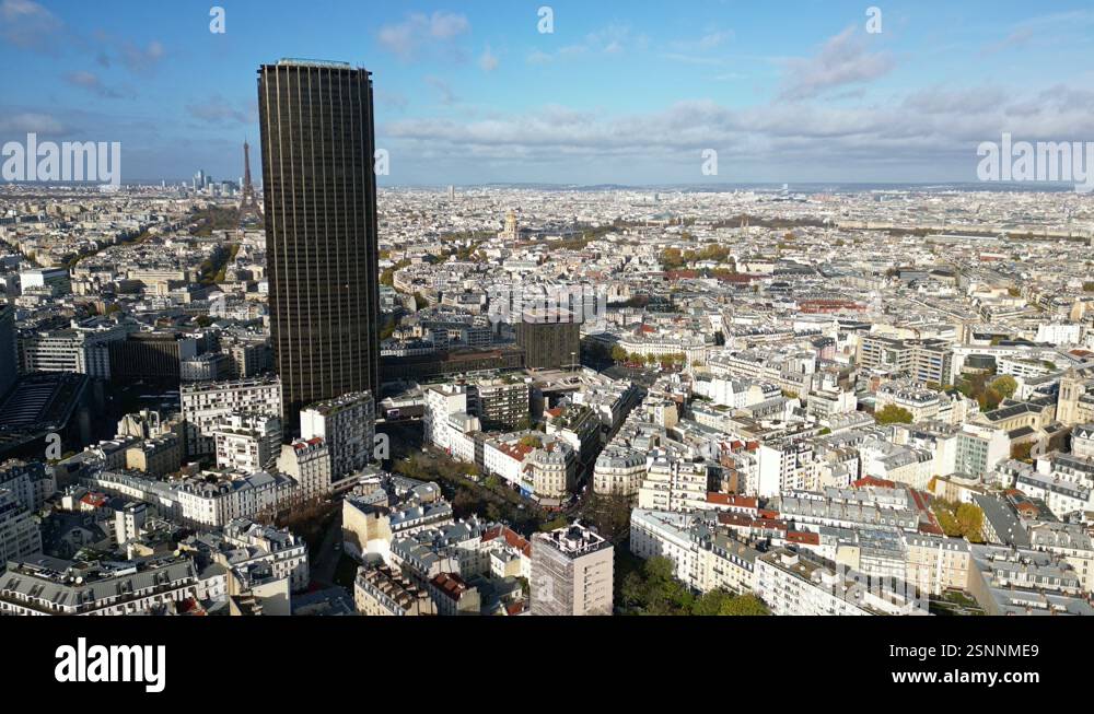 Amazing horizontal and panorama cityscape view with Montparnasse Tower ...