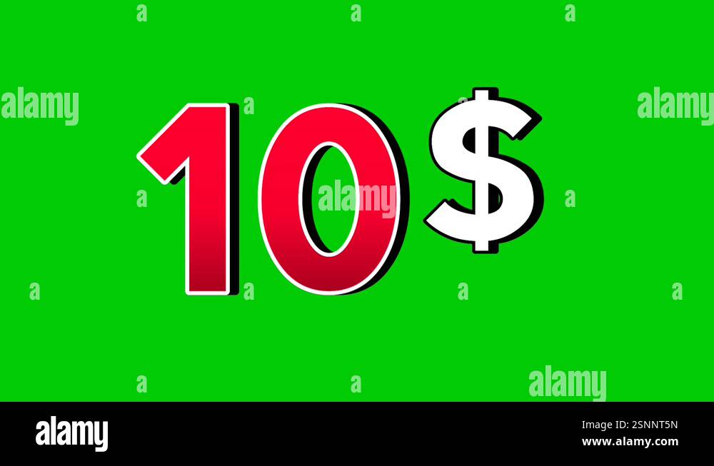 10 dollar price tag animation motion graphics on green screen for store ...