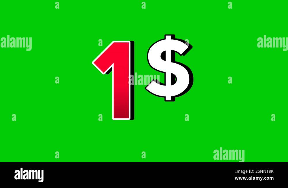 1 dollar price tag animation motion graphics on green screen for store ...