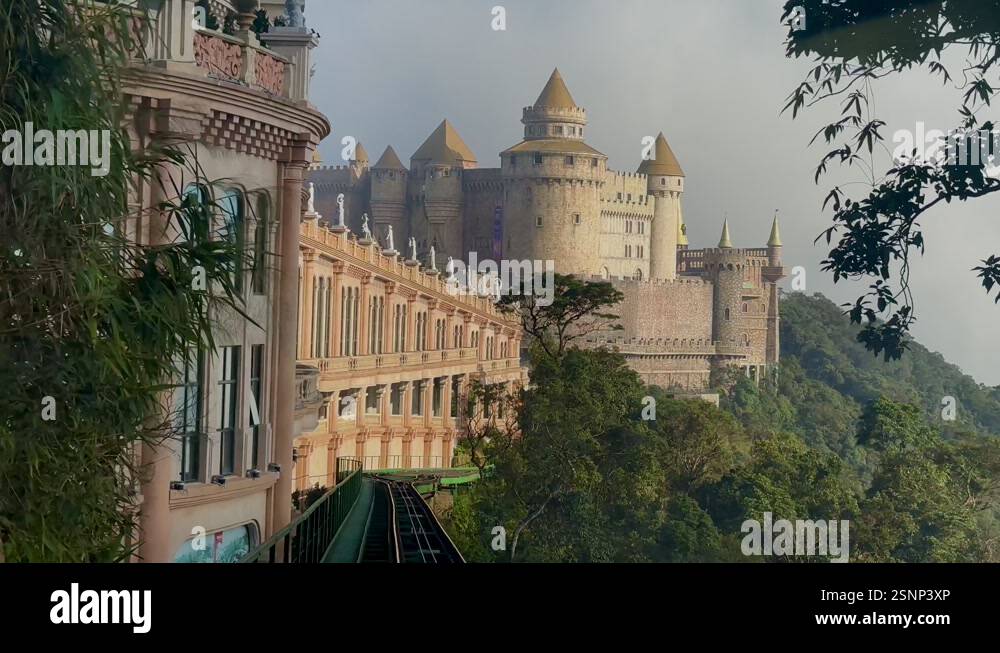 Arrival reveal French style fantasy castle monorail Ba Na Hills ...