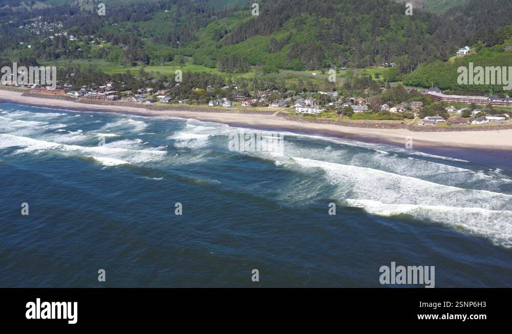 Neskowin Beach and Proposal Rock drone video during Covid 19 Stock ...