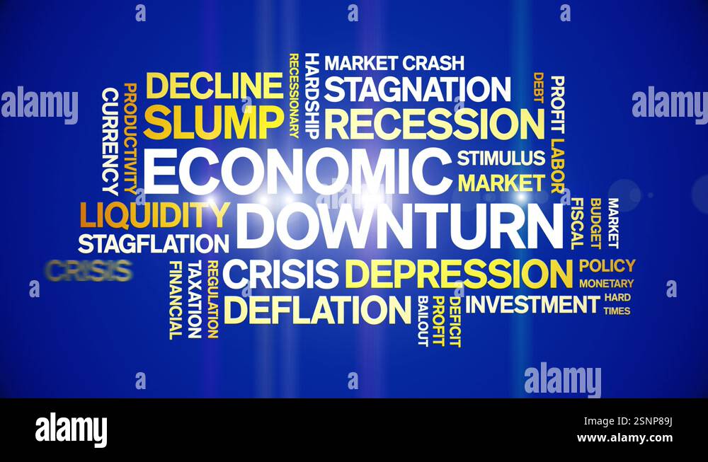 Economic Downturn animated word cloud,animation tag kinetic typography ...