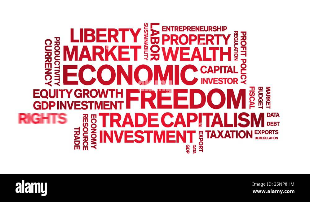 Economic Freedom animated word cloud,animation tag text kinetic ...