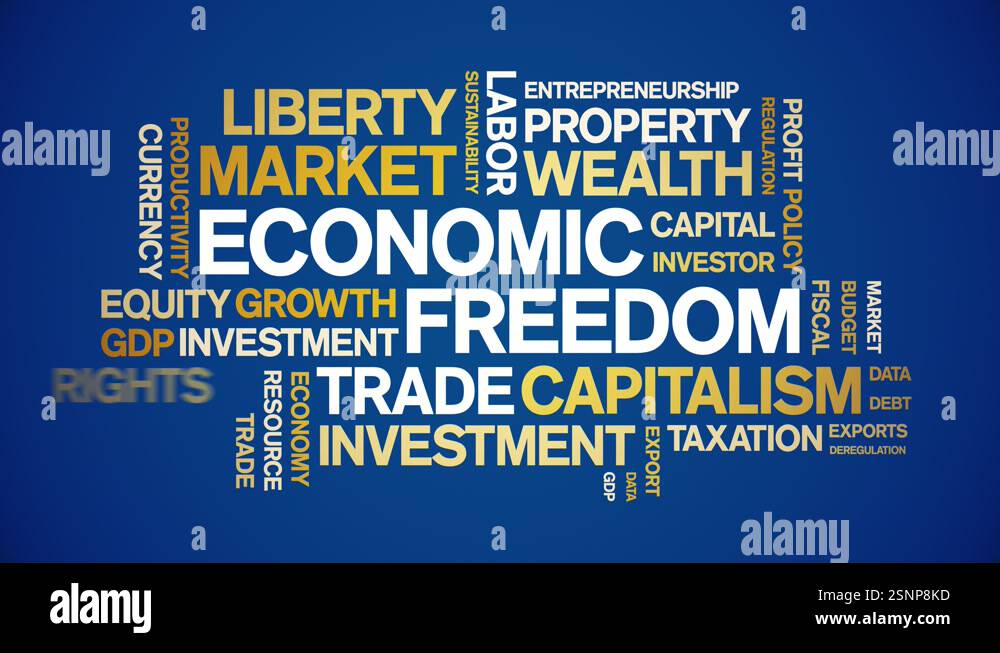 Economic Freedom animated word cloud,animation tag text kinetic ...