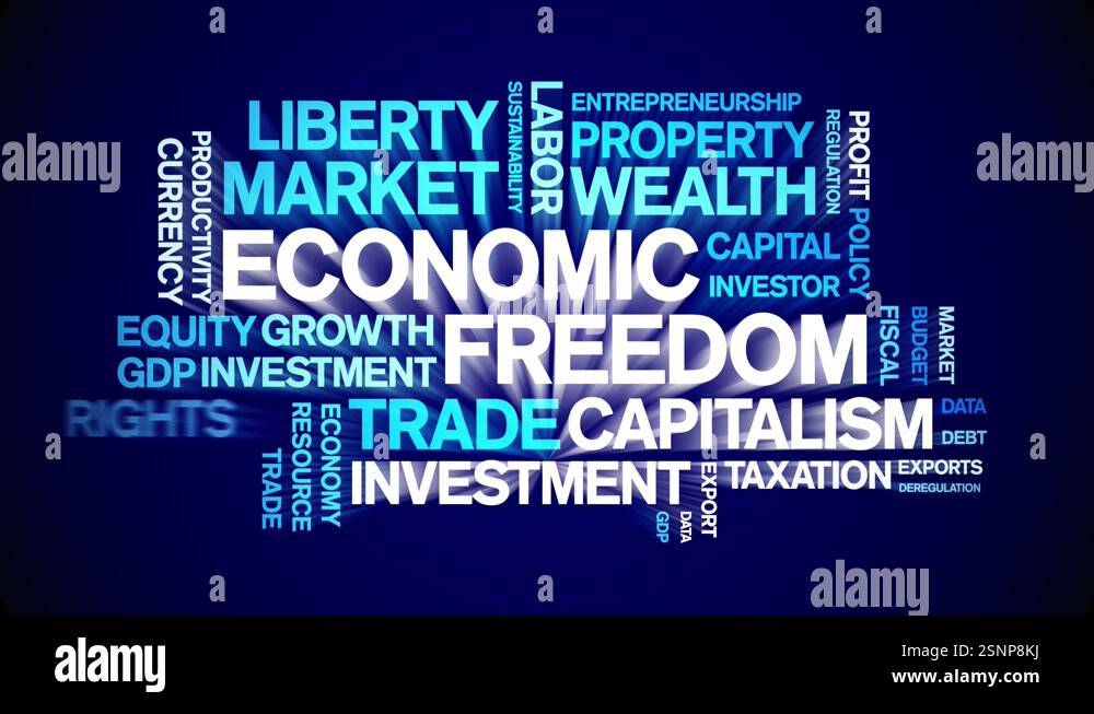 Economic Freedom animated word cloud,animation tag text kinetic ...