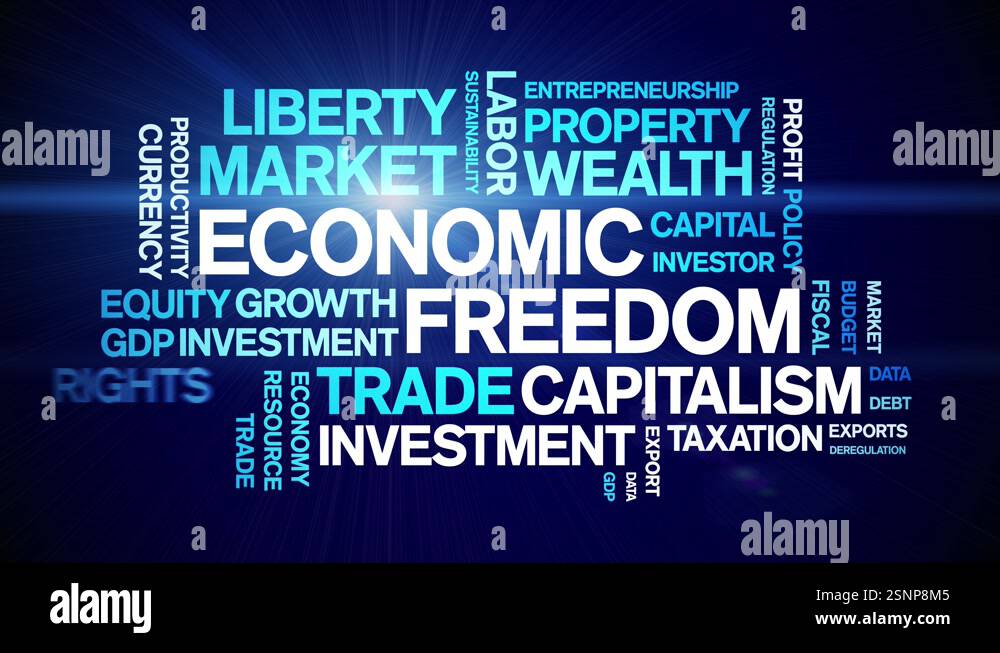 Economic Freedom animated word cloud,animation tag text kinetic ...