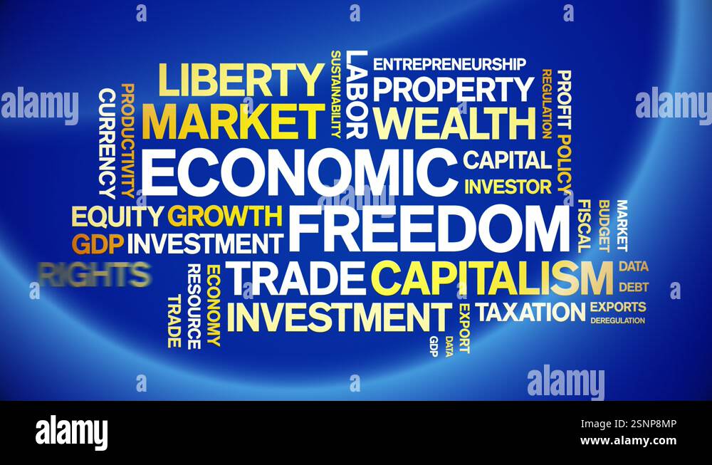 Economic Freedom animated word cloud,animation tag text kinetic ...
