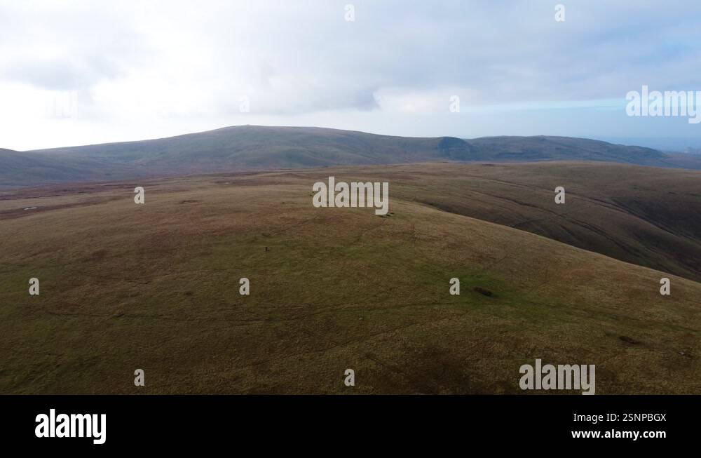 Dramatic Drone View of Brecon Beacons Bannau Brycheiniog National Park ...