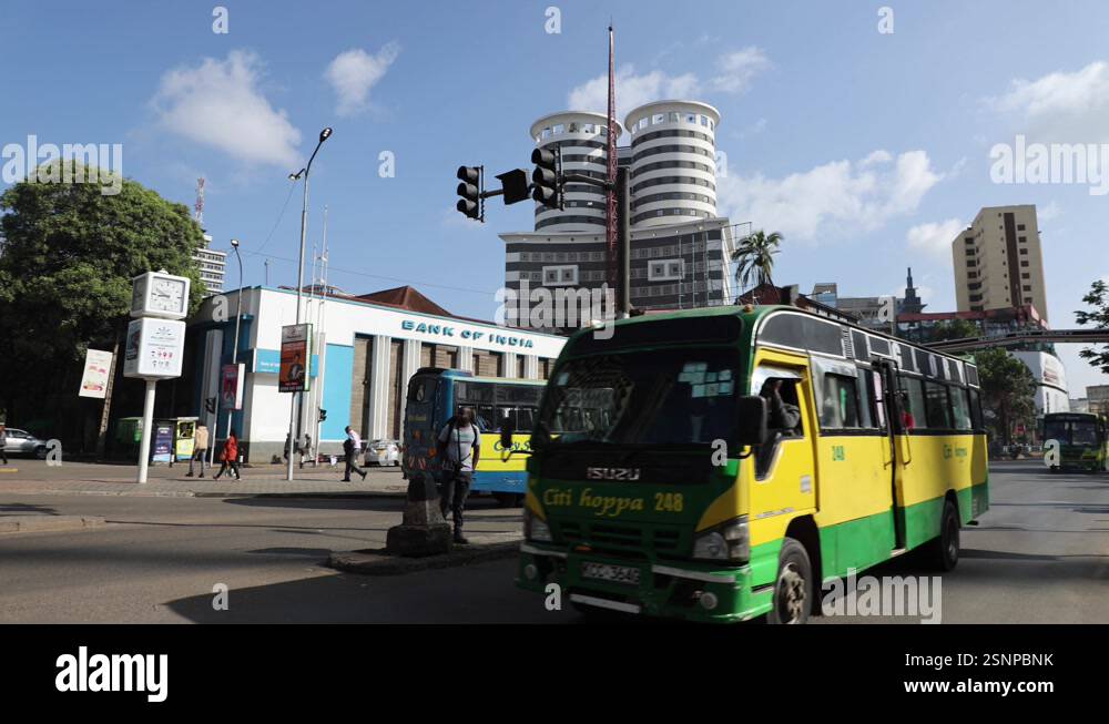 Light traffic at an intersection in downtown Nairobi Stock Video ...