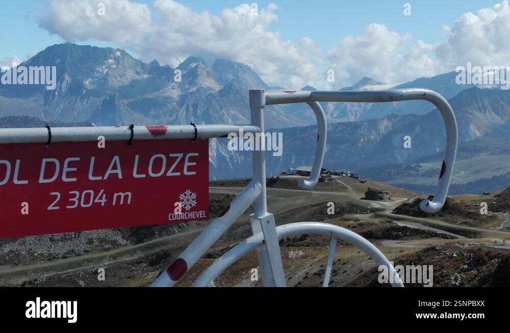 Large white bicycle sculpture at Col de la Loze mountain pass Stock ...