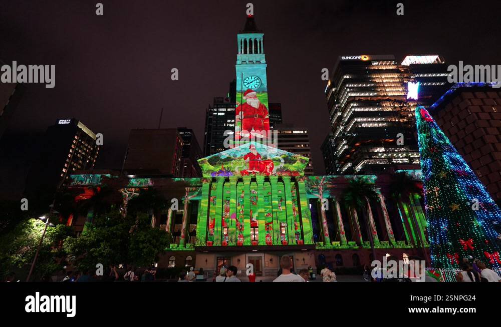 Crowd gathered at King George Square for Brisbane iconic City Hall ...