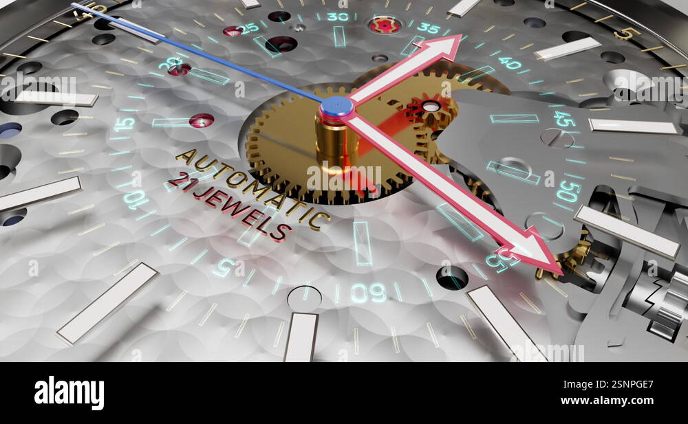 Rotating Automatic Gold Watch. Internal Movement in 3D Animation Stock ...