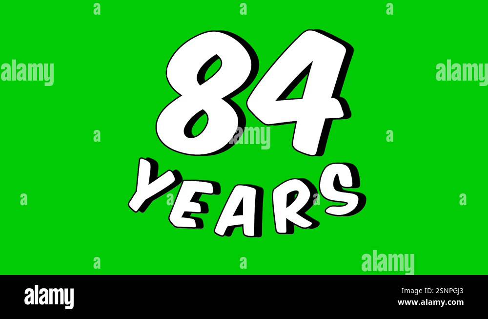Number 84 years text animation motion graphics cartoon on green Stock ...