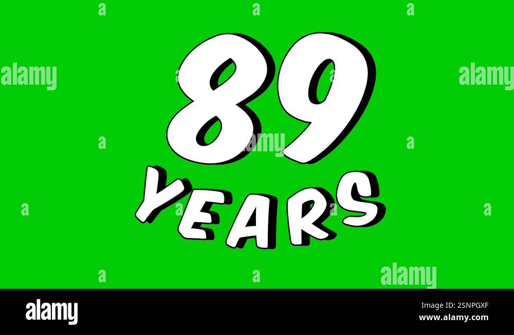 Number 89 years text animation motion graphics cartoon on green Stock ...