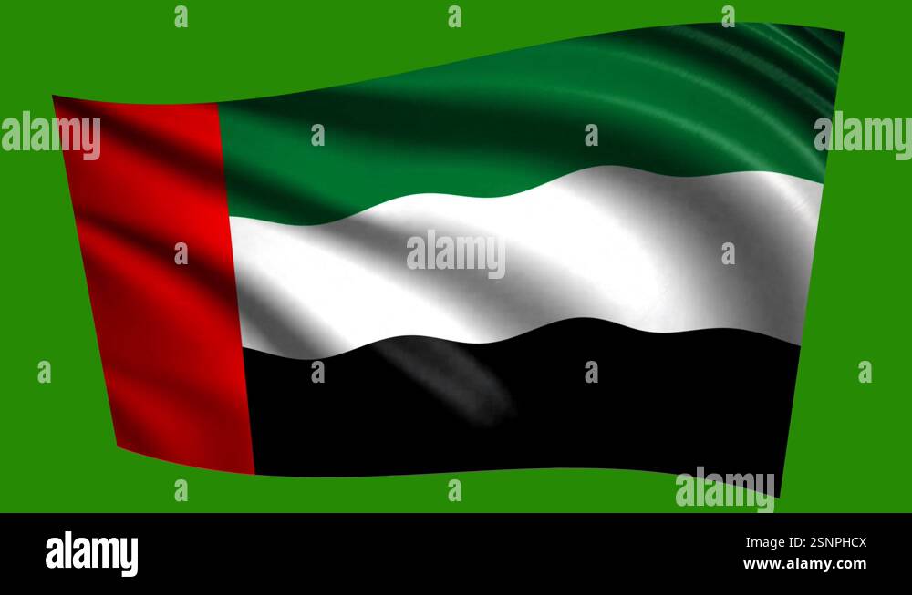 United Arab Emirates Flag Slow Motion green screen background Stock ...