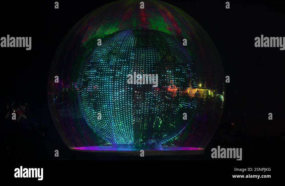 Light and sound show in a large crystal ball at the ASEAN Flower ...