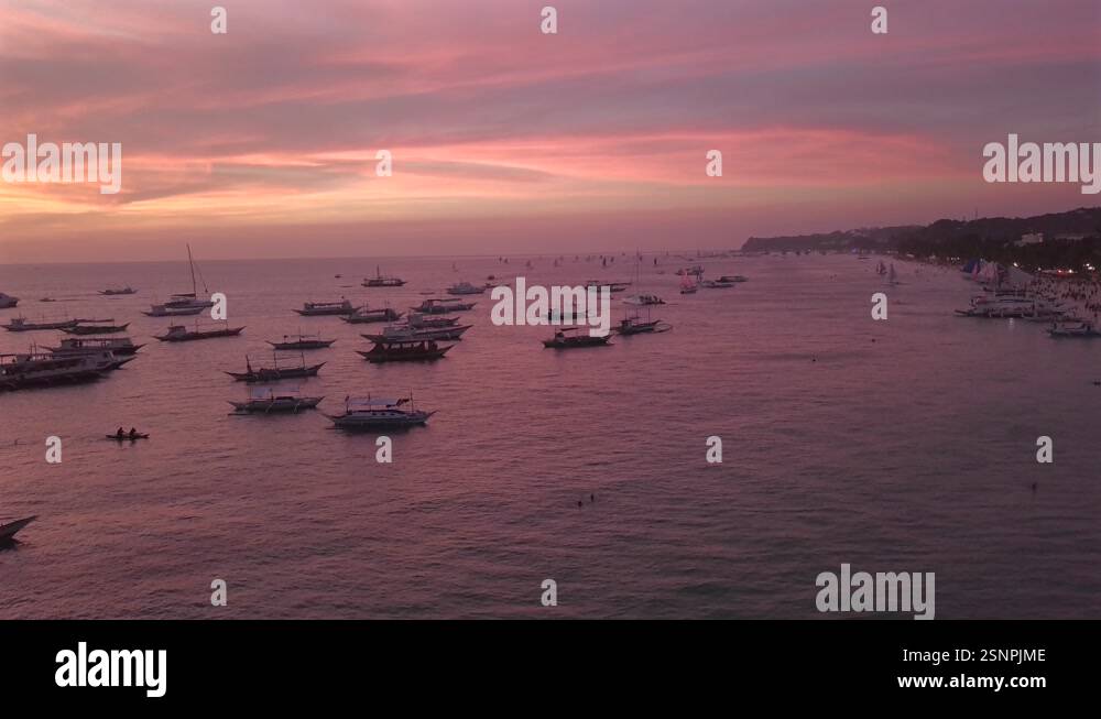Boracay,White Beach,Golden Hour,Aerial high angle,still frame.All ...